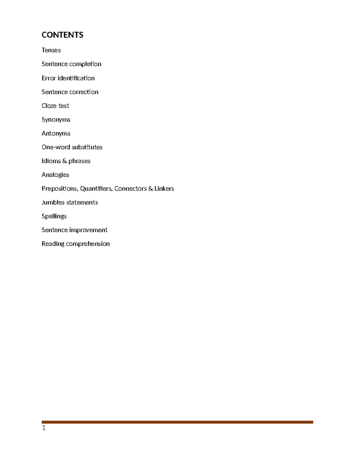Verbal - II B.TECH Preparation Content - CONTENTS Tenses Sentence completion Error ...