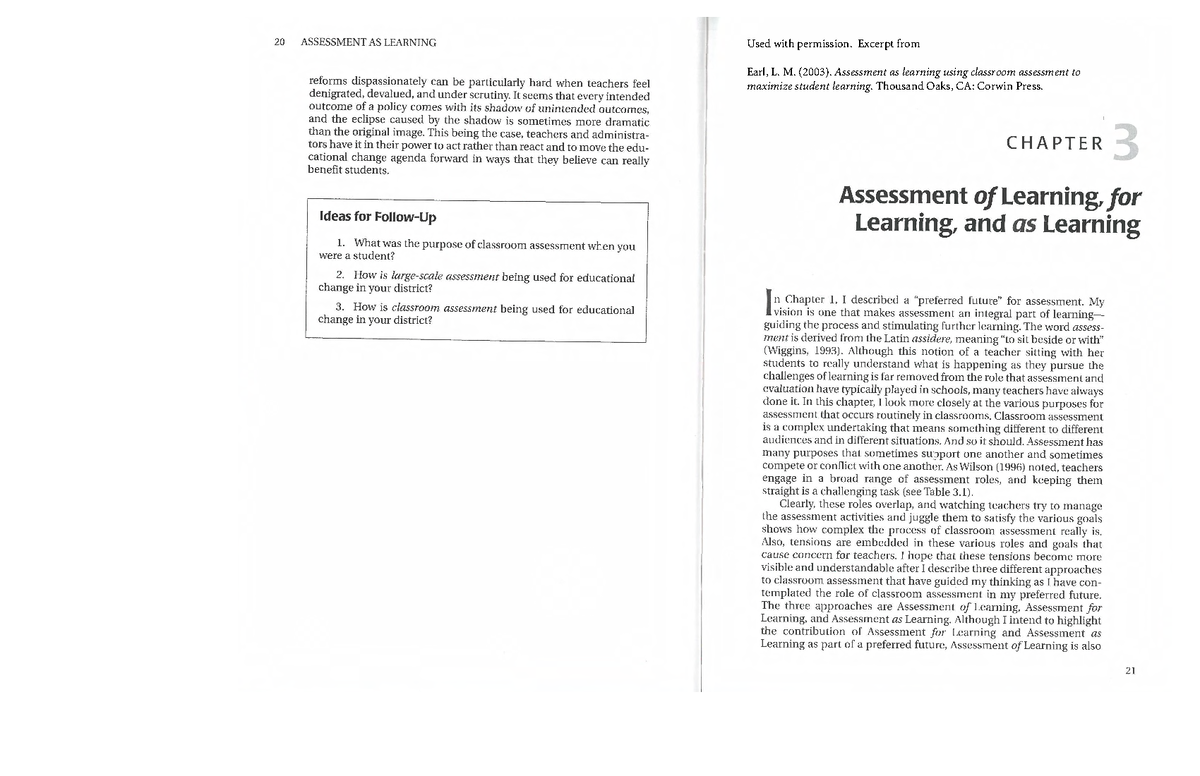 Assessment as learning chapter 3 p21 28 - 20 ASSESSMENT AS LEARNING ...