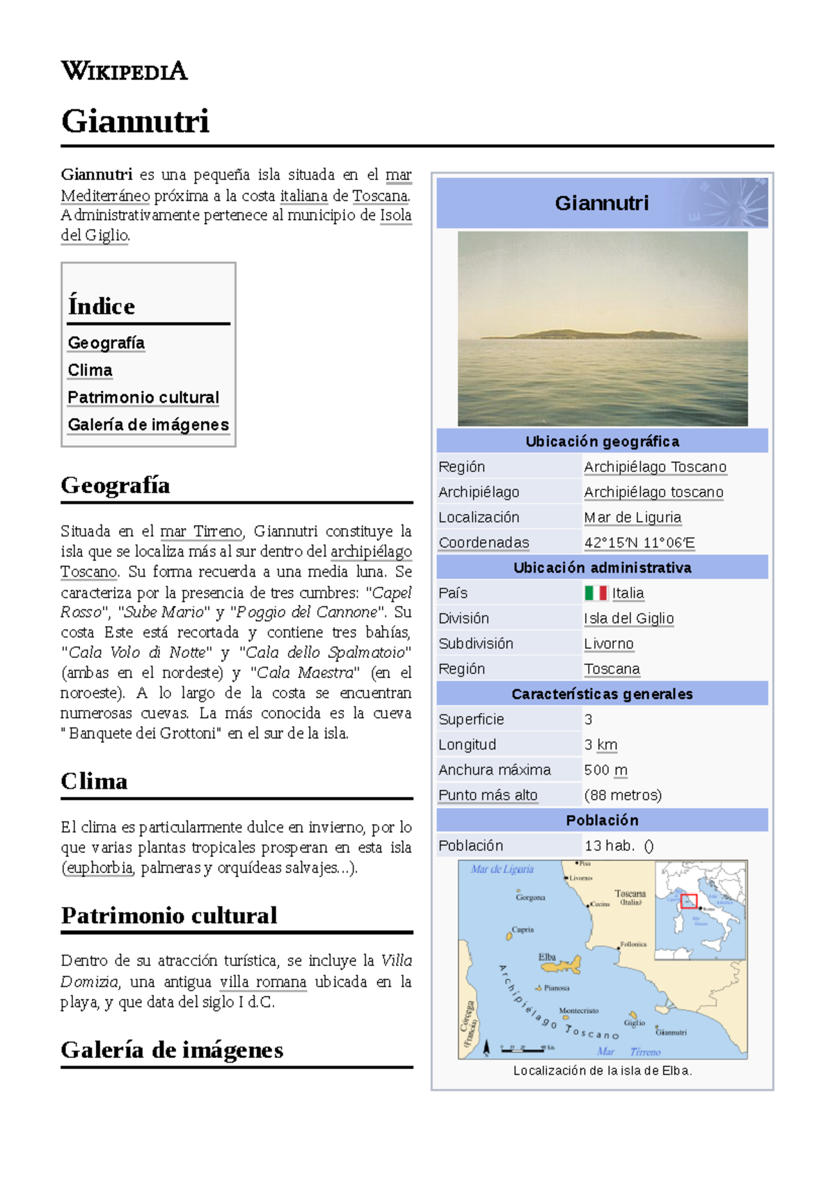 Giannutri - D E S C R I P C I Ó N - Giannutri Ubicación geográfica ...