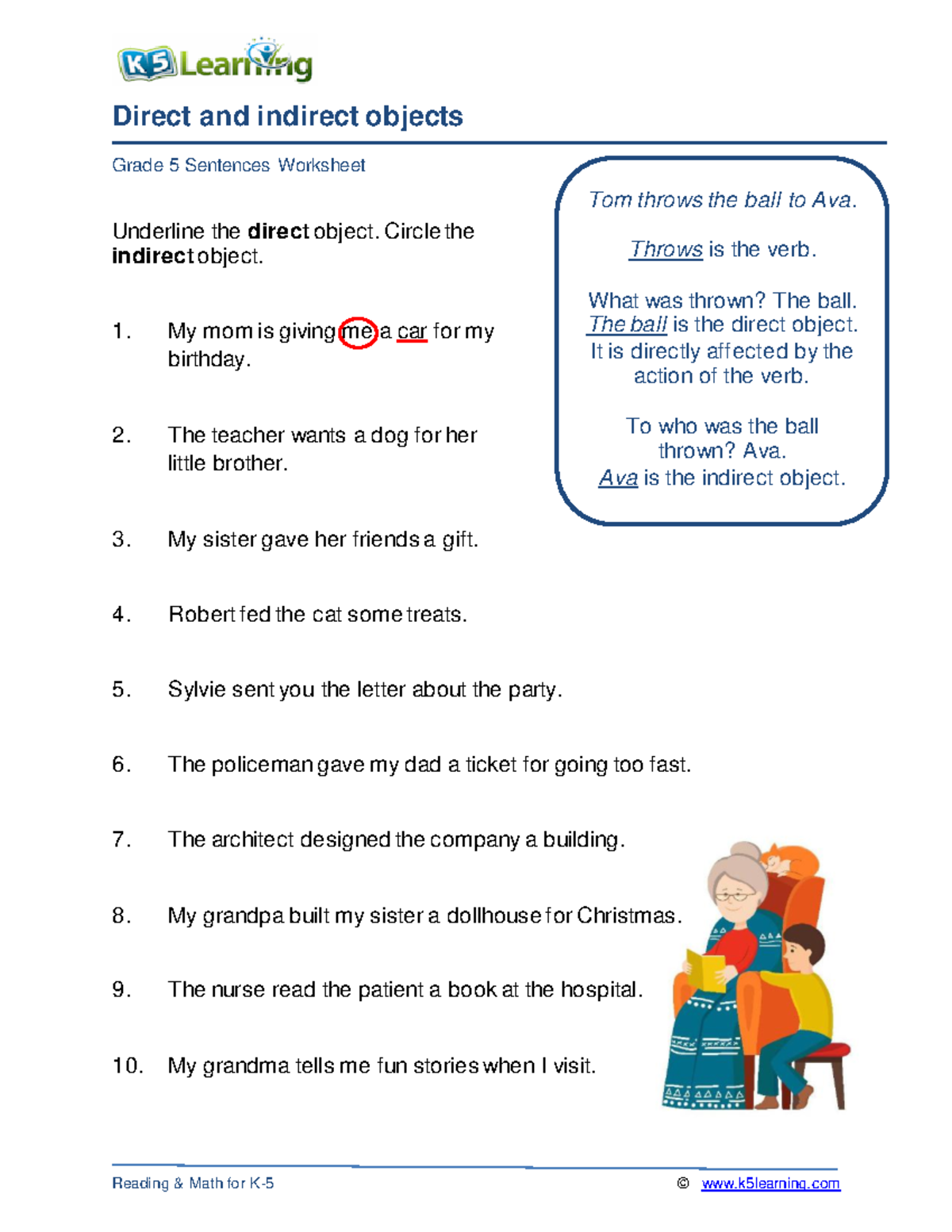 Grade 5 objects a - English - Direct and indirect objects Grade 5 ...