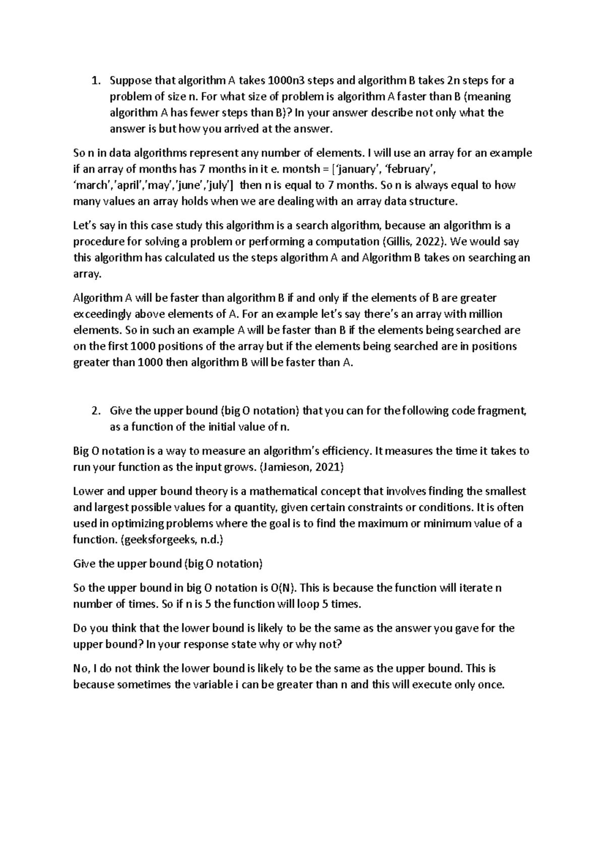 Discussion Forum Unit 2 Suppose That Algorithm A Takes 1000n3 Steps And Algorithm B Takes 2n