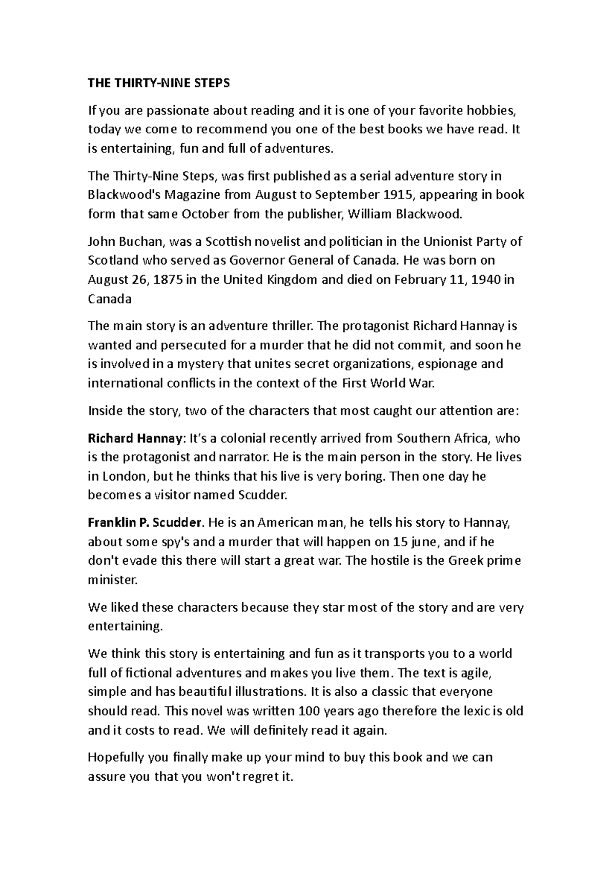 THE Thirty NINE Steps - jdkfcbjsdbcjsbsjbc - THE THIRTY-NINE STEPS If ...