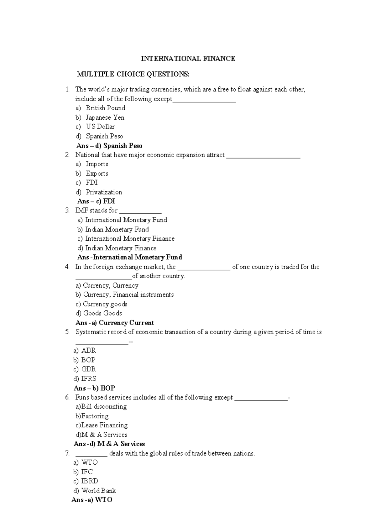 ‎konarkcollege MCQ for BMS studies - INTERNATIONAL FINANCE MULTIPLE ...