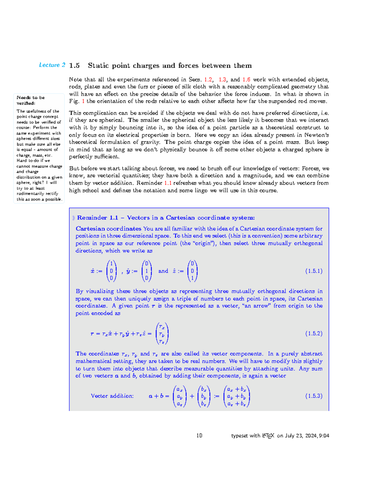 EM notes L2 and L3 - electromagnetism - Lecture 2 1 Static point ...