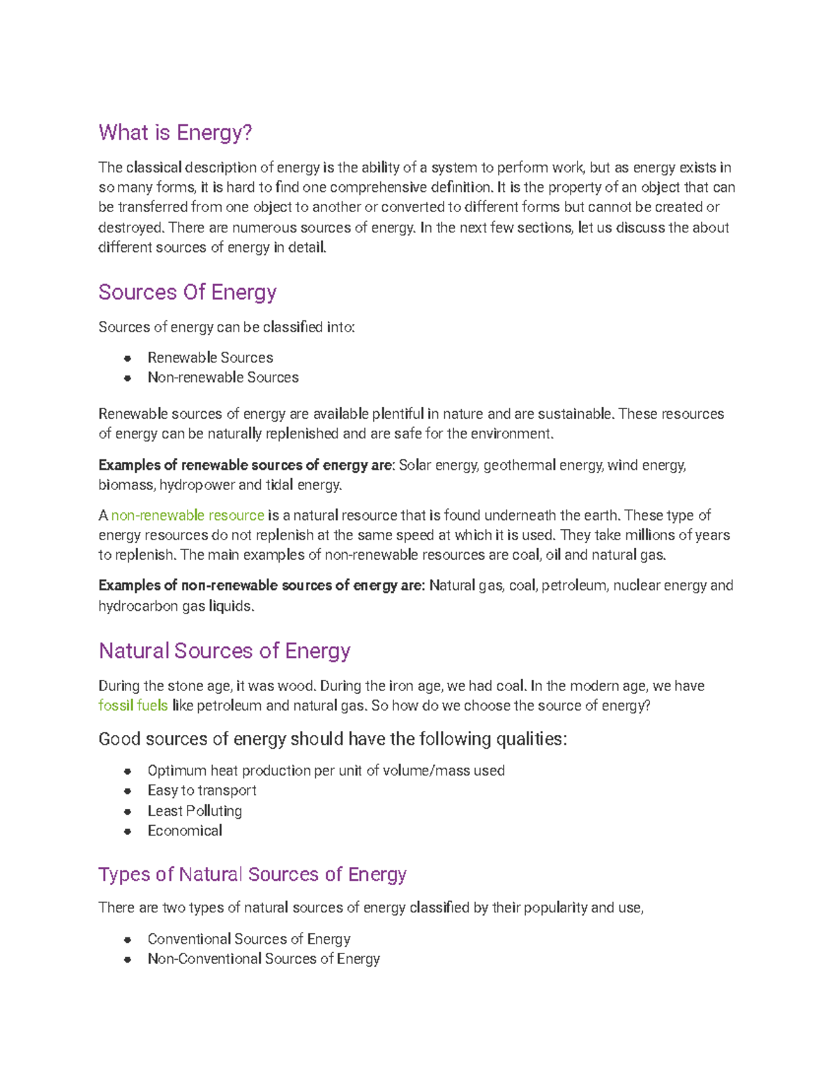 Sources Of Energy What Is Energy The Classical Description Of Energy