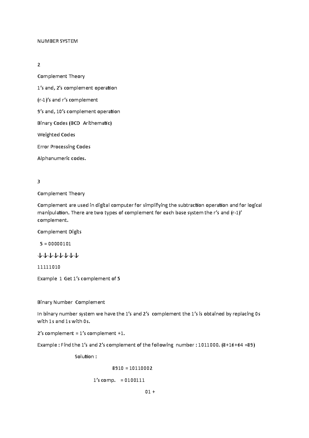 Complement Number System Number System 2 Complement Theory 1s And 2
