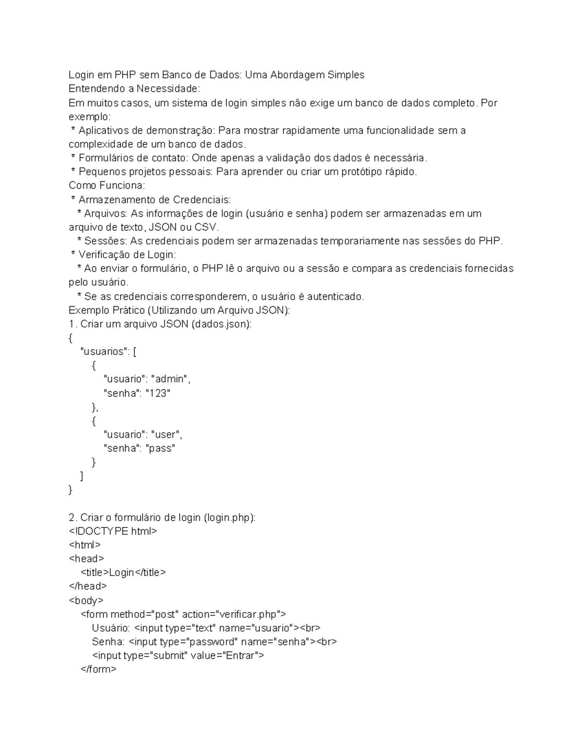 Login em PHP sem Banco de Dados- Uma Abordagem Simples - Login em PHP ...