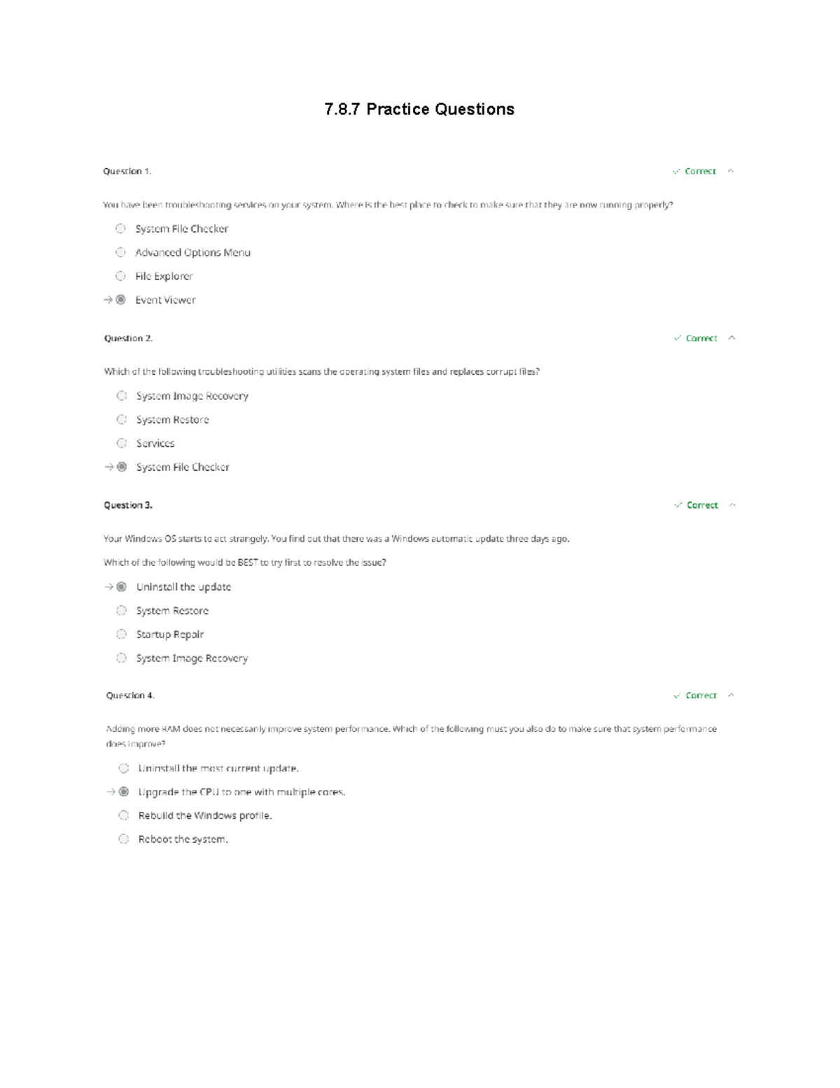7.8.7 Practice Questions - Module 3-3 Quiz - IT-202 - 7.8 Practice ...