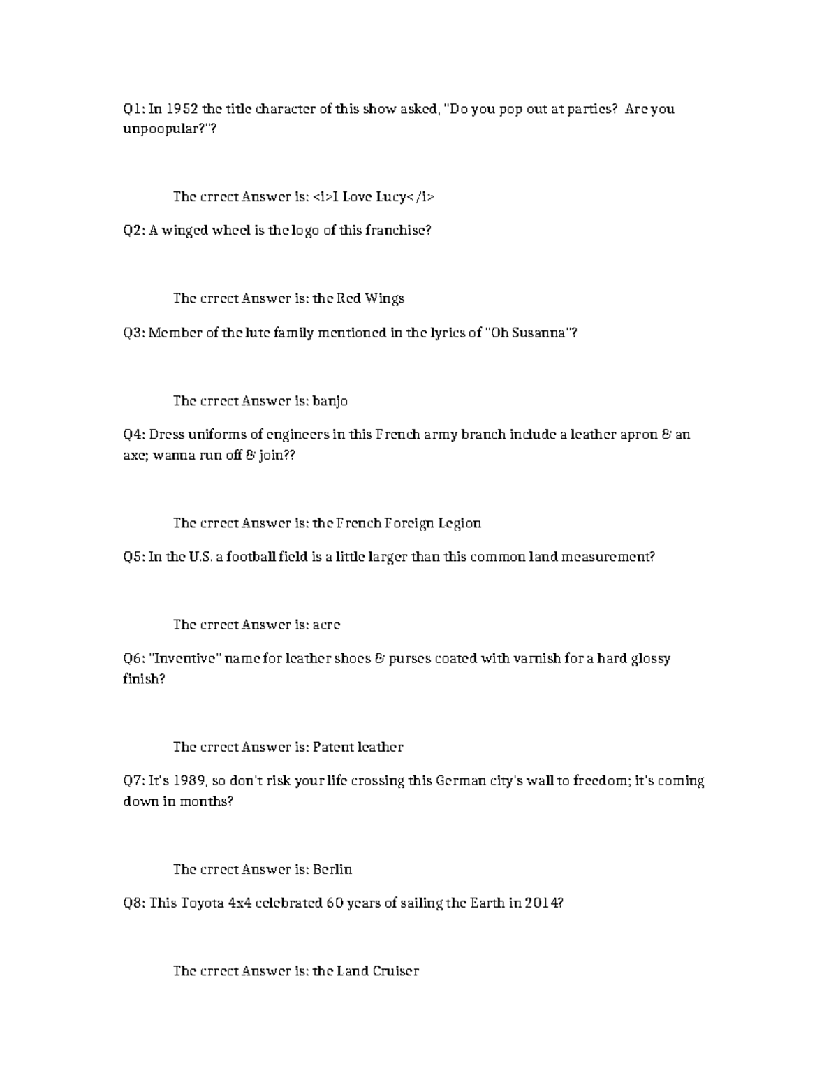 3 Analysis for WBAT - 222 - Q1: In 1952 the title character of this ...