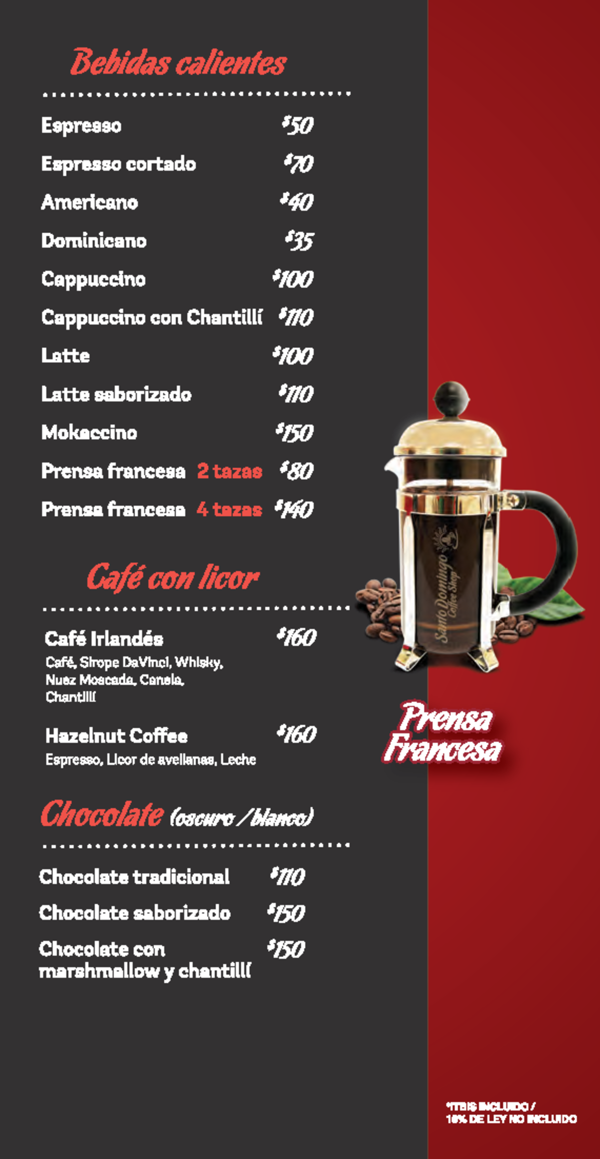 Menu-coffe-shop - Menú wingo - Bebidas calientes Espresso $50 Espresso ...