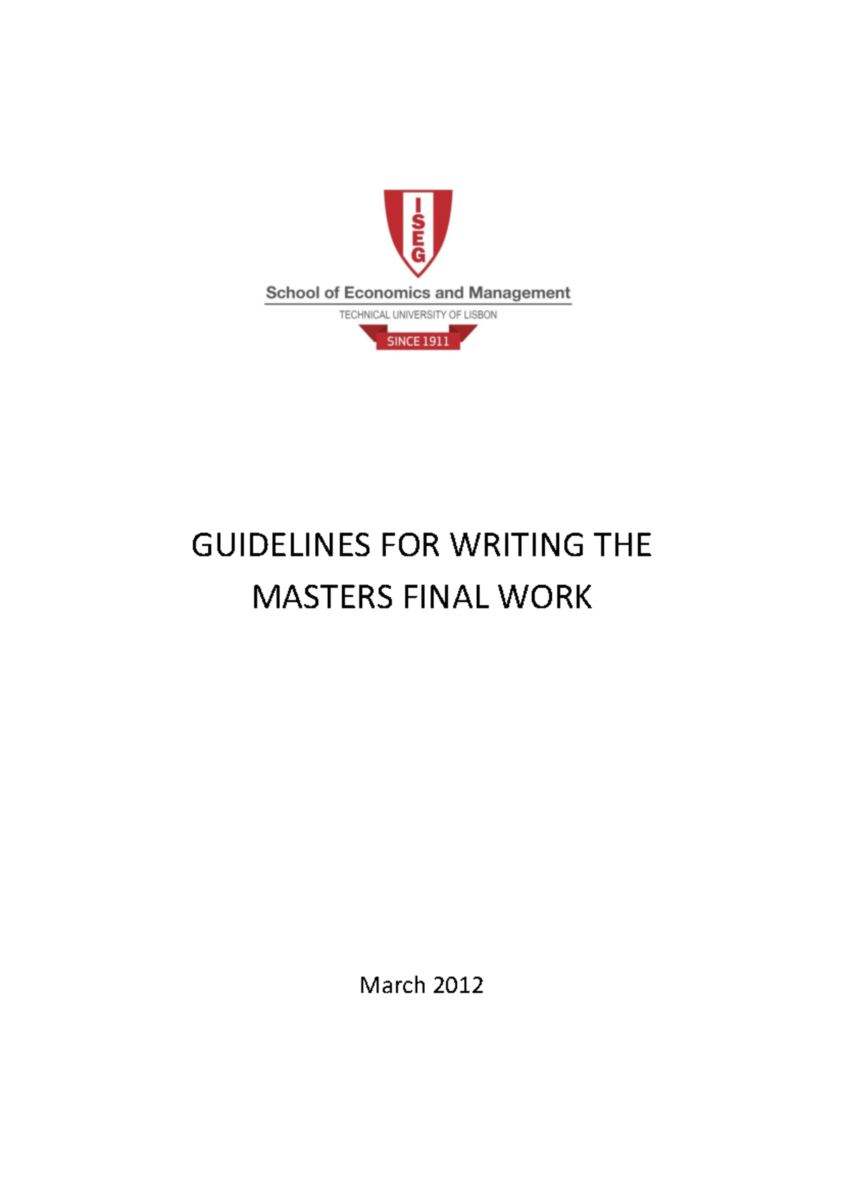 MFW Guidelines for Writing - GUIDELINES FOR WRITING THE MASTERS FINAL ...