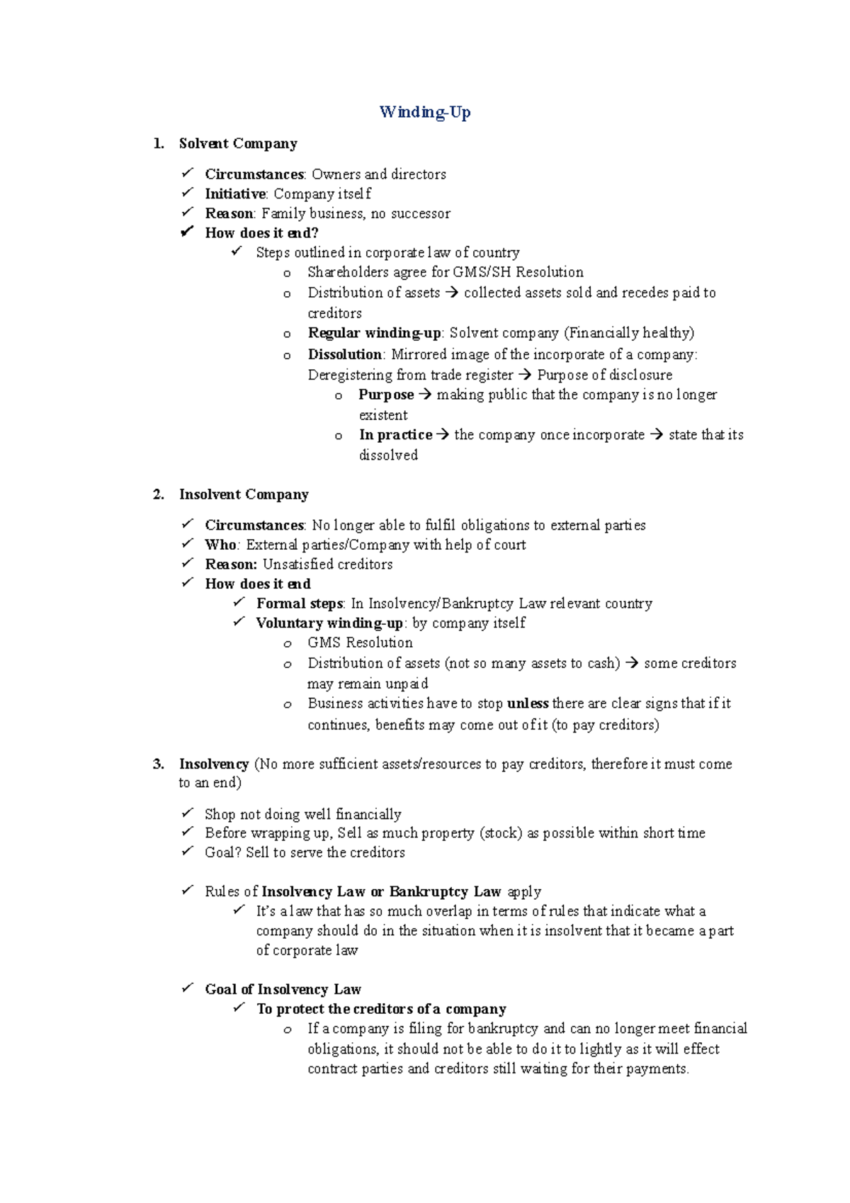 Winding-Up - 1. Solvent Company Circumstances: Owners and directors ...