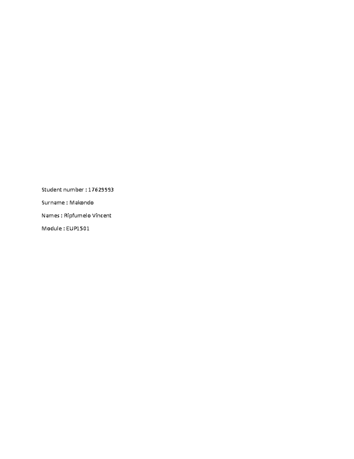 EUP 1501-1 - Students instructions on how to deal with EUP1501 ...