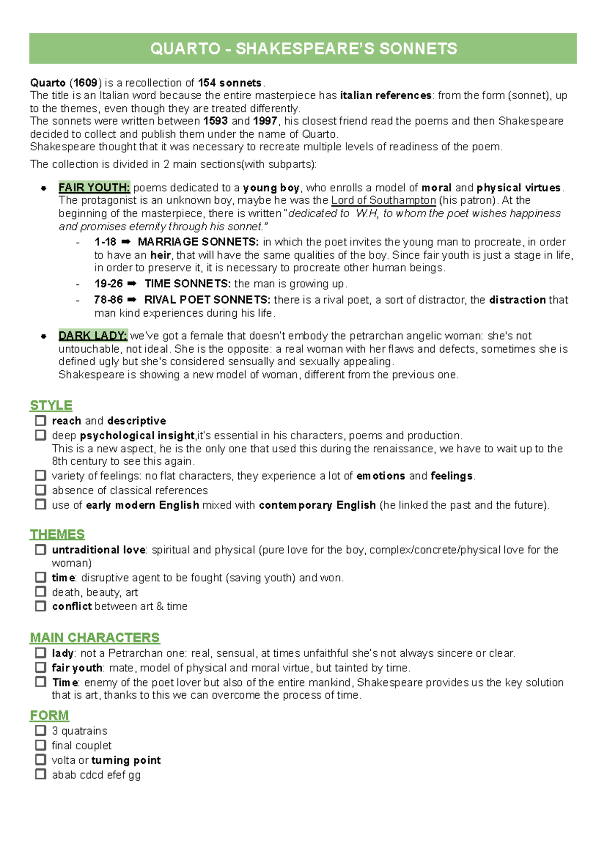 Shakespeare’s Quarto, Sonnets analysis, Macbeth analysis - QUARTO ...