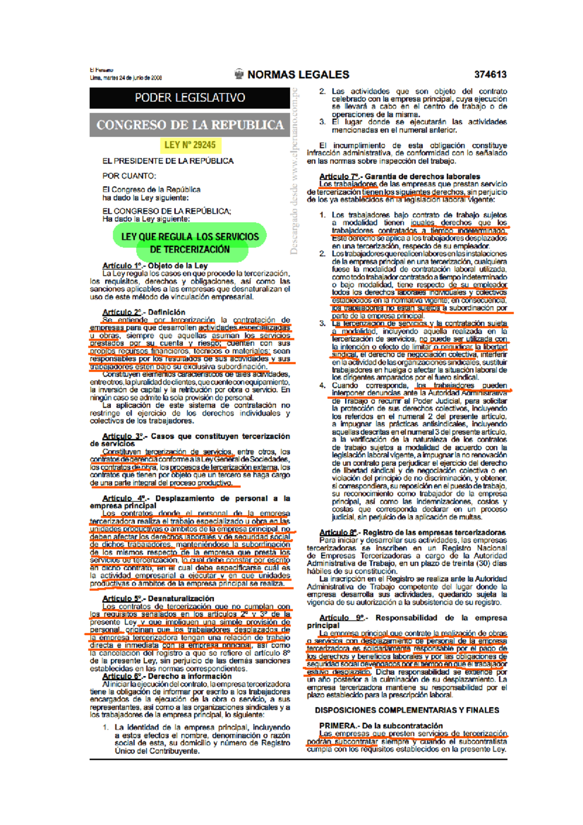 Ley que Regula los Servicios de Tercerización - Derecho empresarial y ...