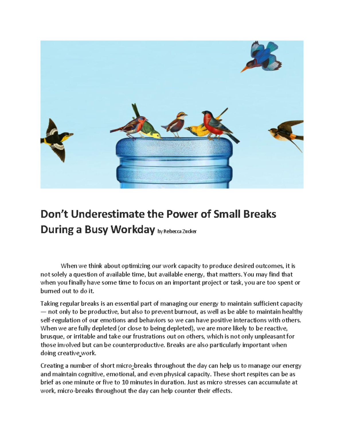 Don’t Underestimate the Power of Small Breaks During a Busy Workday ...