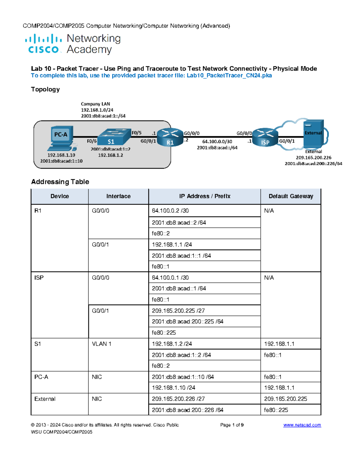 Lab10 - Lab 10 for computer science practical work - COMP2004/COMP2005 Computer Networking ...