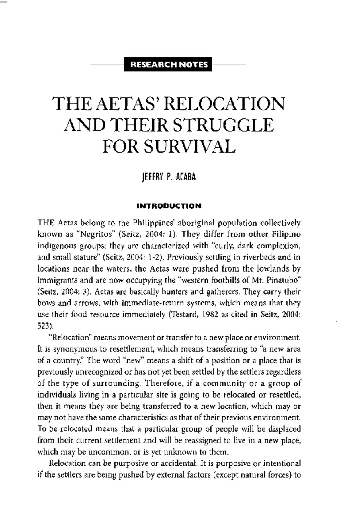 10 The Aetas Relocation And Their Struggle For Survival - RESEARCH ...
