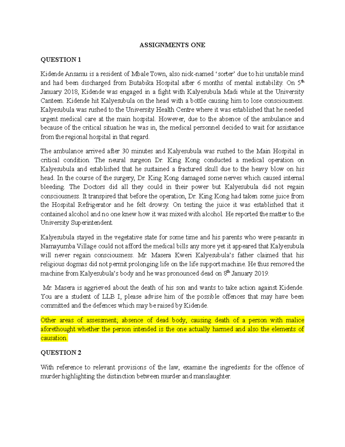 Assignments - This can help you improve your criminal law and pass ...