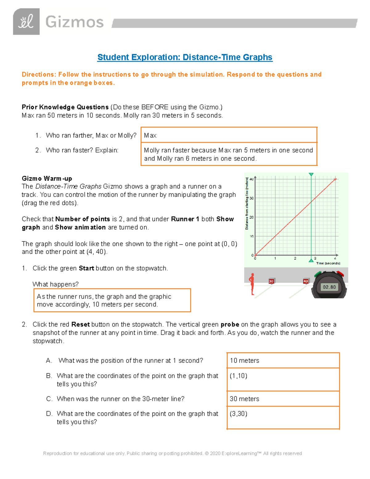 Lab 06 Distance-Time Graphs - Student Exploration: Distance-Time Graphs ...