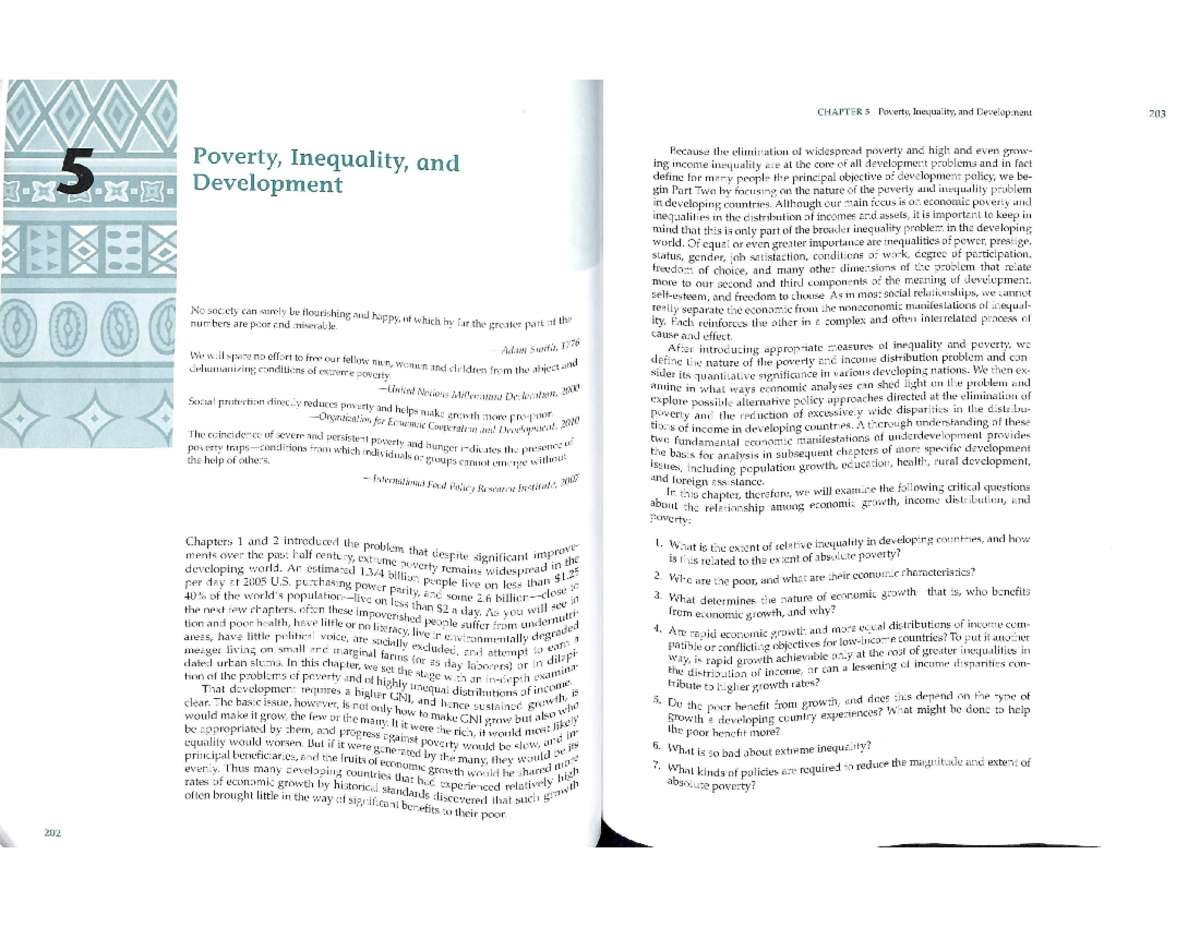 ED11 Chapter 5 - Michael Todaro 12th edition book - CHAPTER 5 Poverty ...