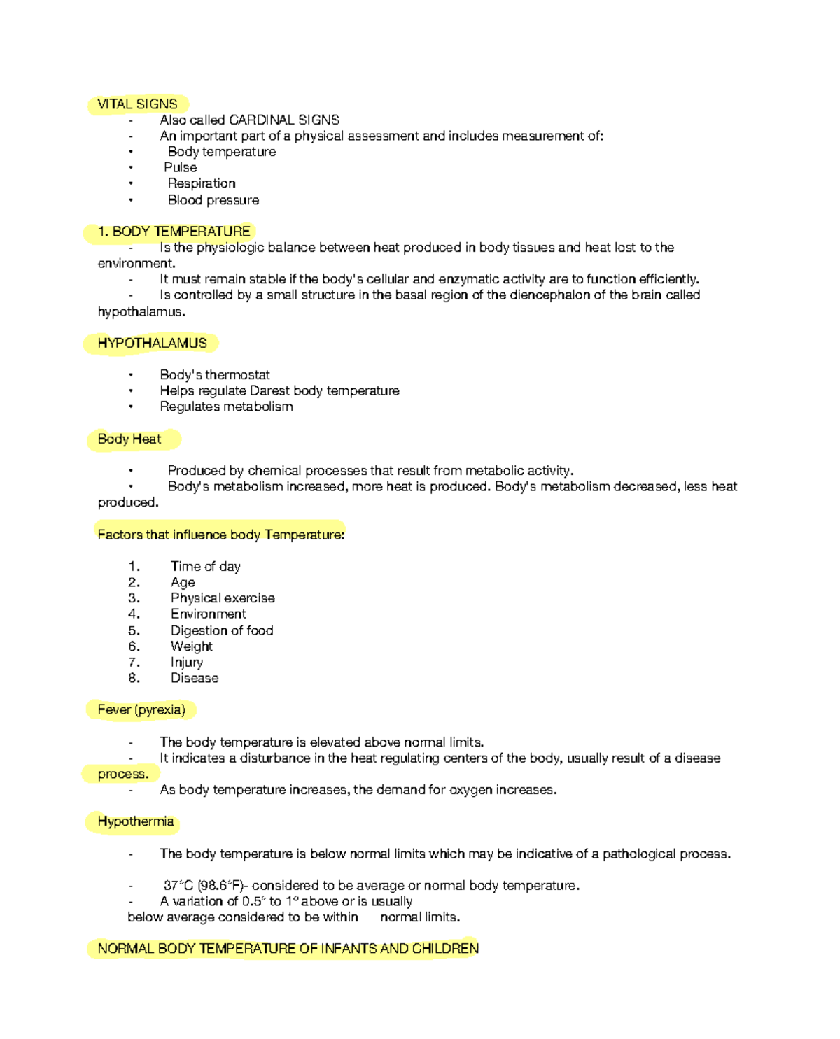 Imported File - perfect for cluster 1 - VITAL SIGNS ⁃ Also called ...