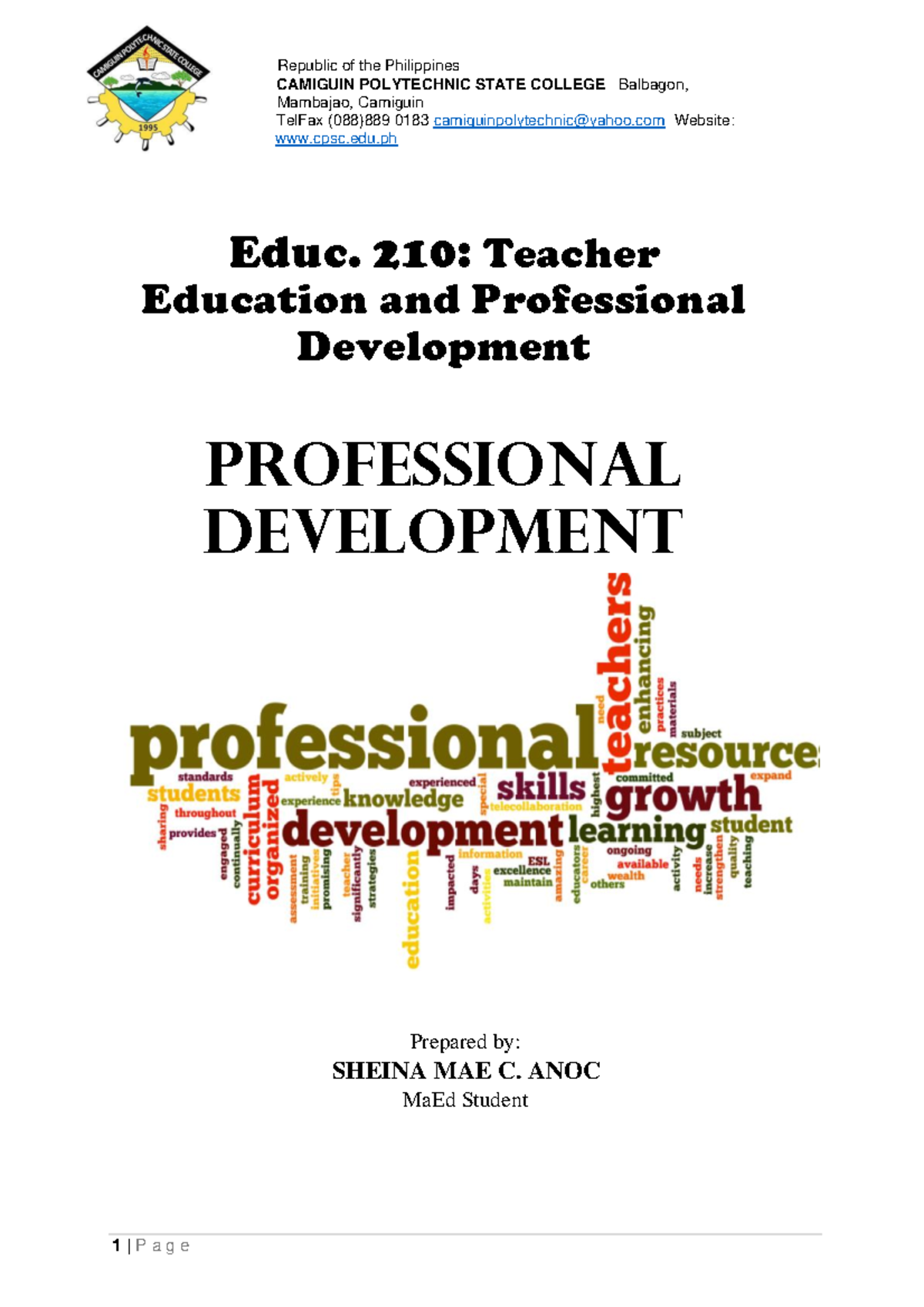 Educ 210 module chapter 2 - CAMIGUIN POLYTECHNIC STATE COLLEGE Mambajao ...