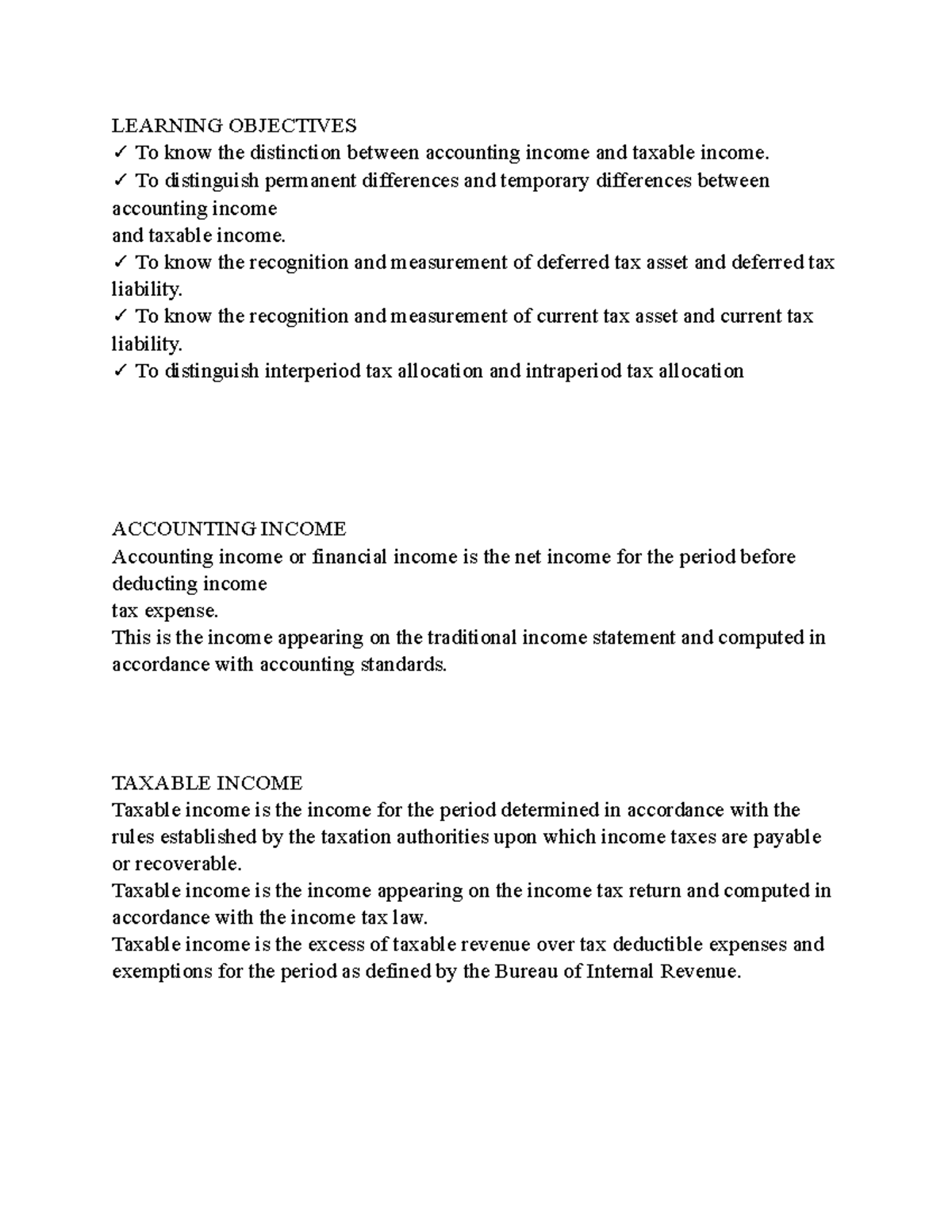 Accounting For Tax Income - LEARNING OBJECTIVES To know the distinction ...