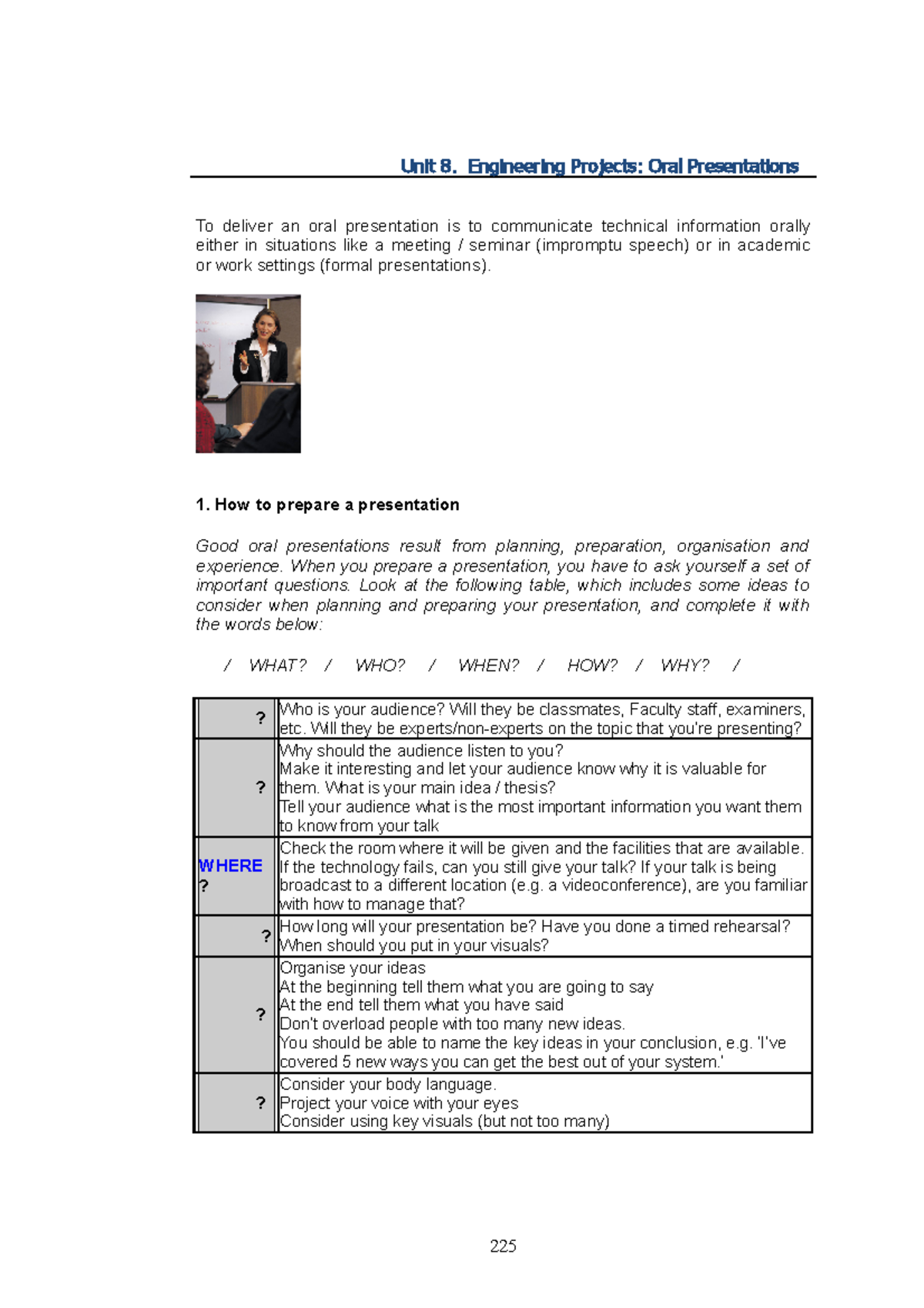 Unit 8.- Engineering Projects Oral Presentations - Unit 8. Engineering ...