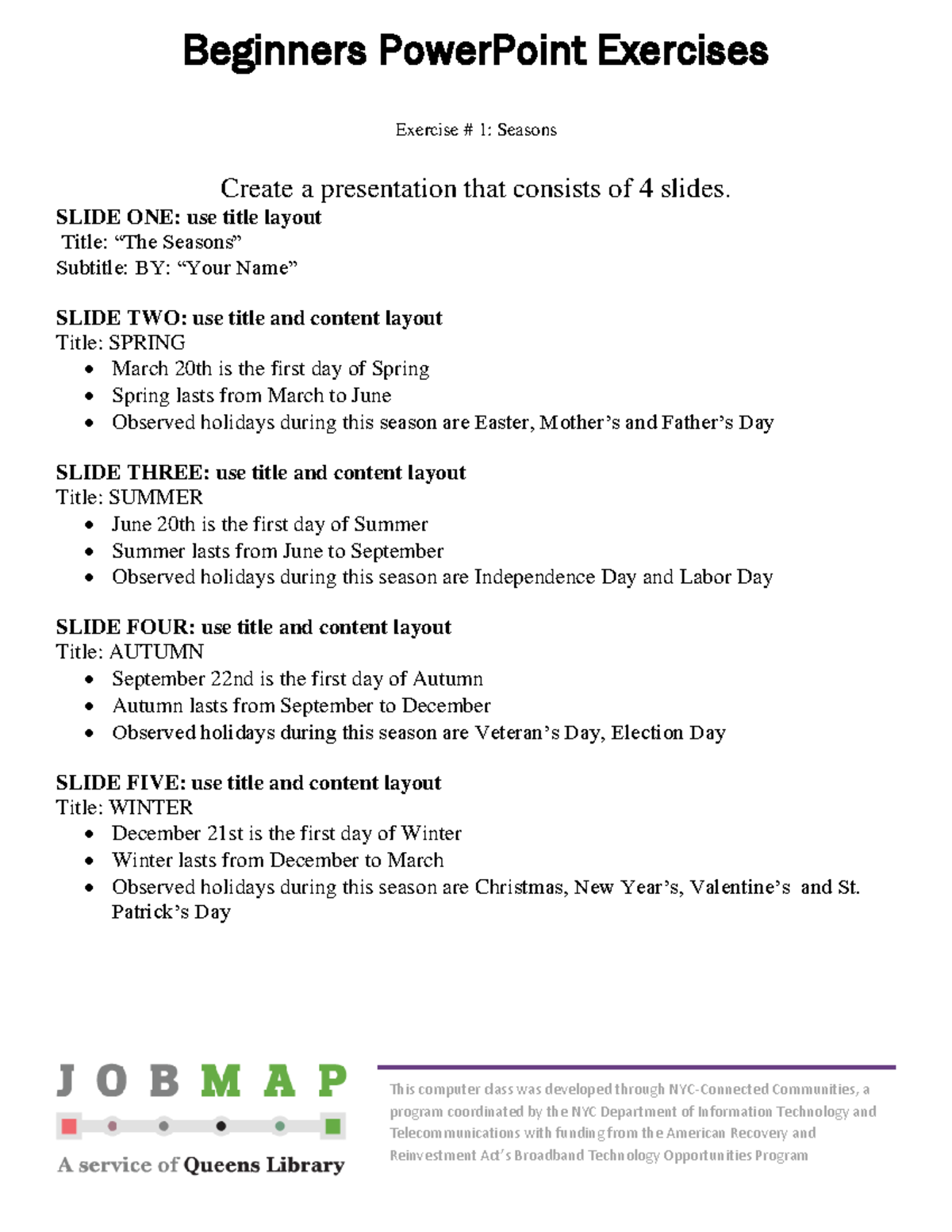 Power Point Practice Exercises 0 - Beginners PowerPoint Exercises This ...