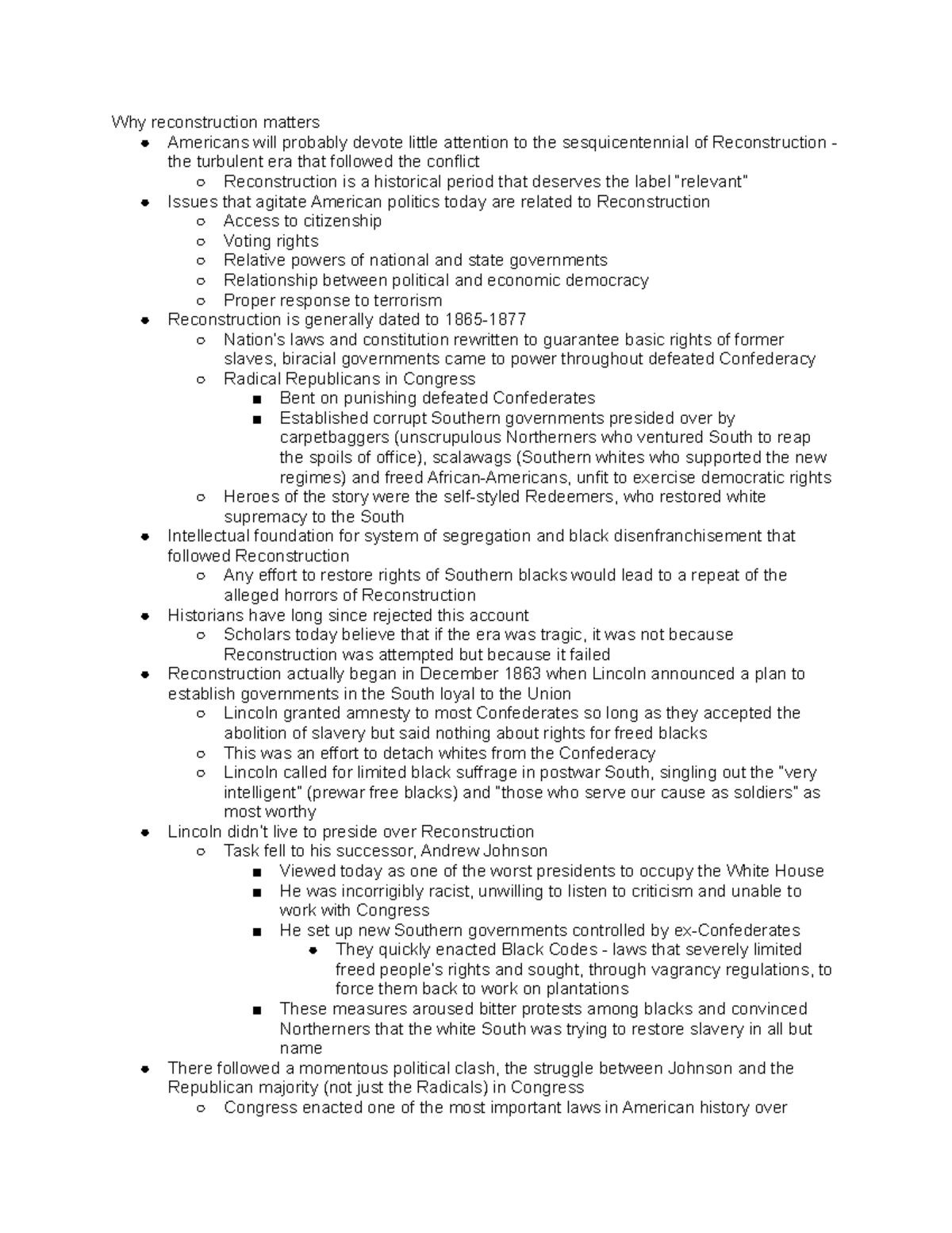 Why reconstruction matters - Studocu