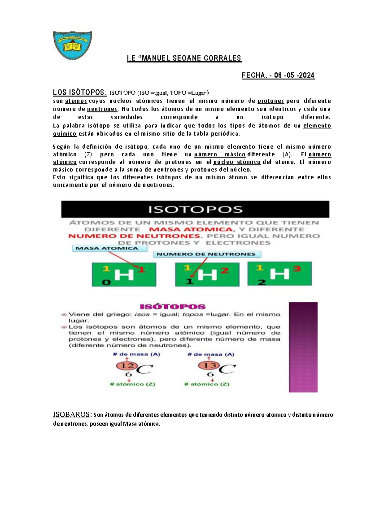 Tipos DE Atomos- Isotopos- Isobaros- Isotonos - I “MANUEL SEOANE ...