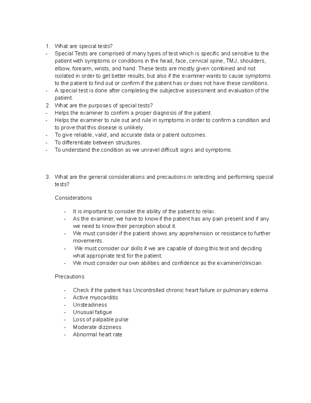 Special test - Rationale, procedure, indication, and positive signs are ...