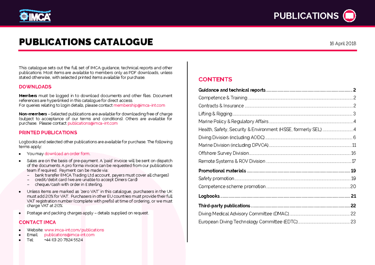 Pdfslide - Dynamic position - IMCA publications catalogue PUBLICATIONS ...
