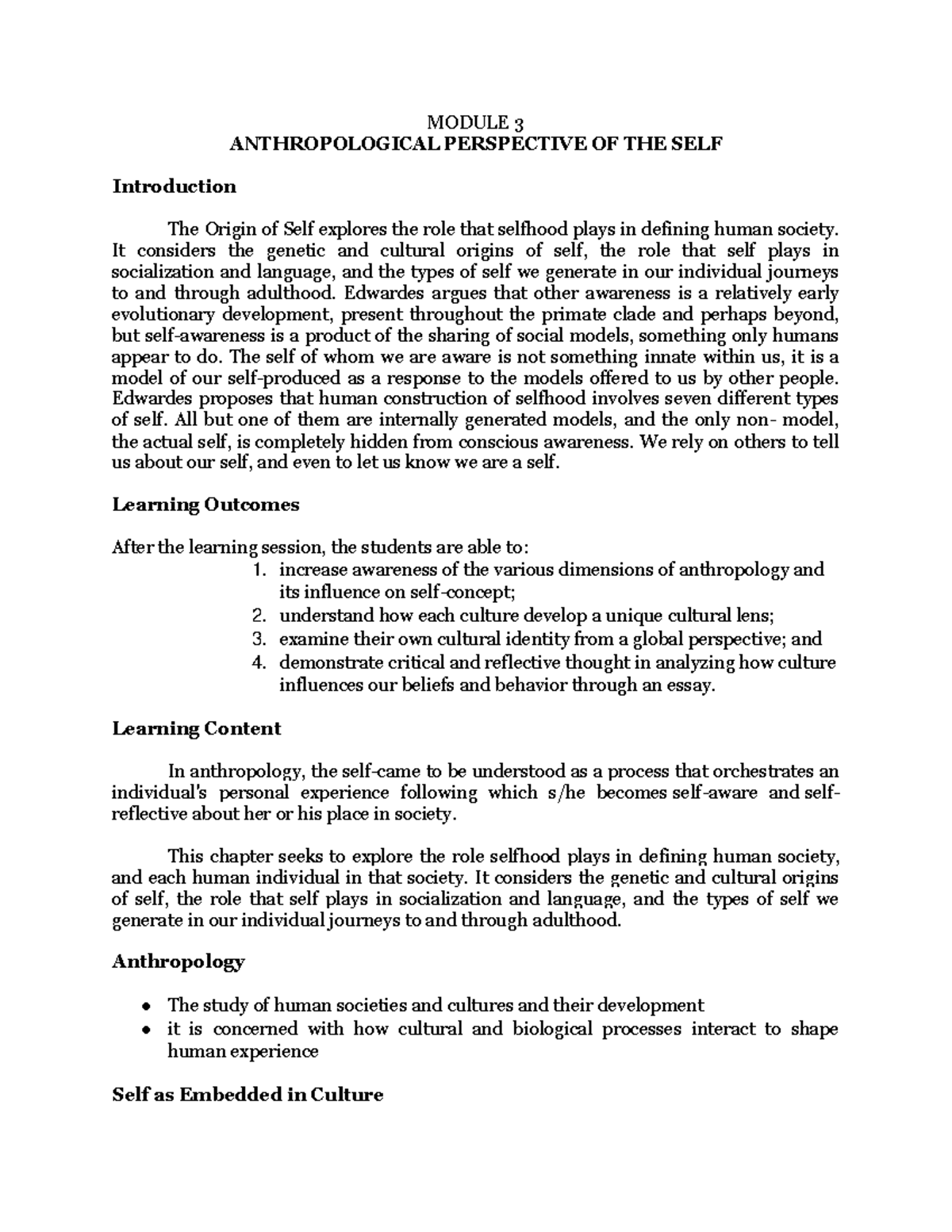 487041953 Module 3 Anthropological Perspective - MODULE 3 ...