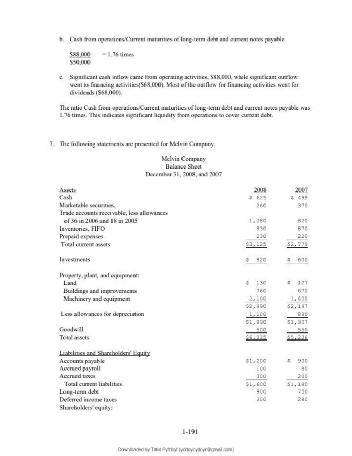 Accounting 109 1466 - Bxhx - b. Cash from maturities of debt and ...