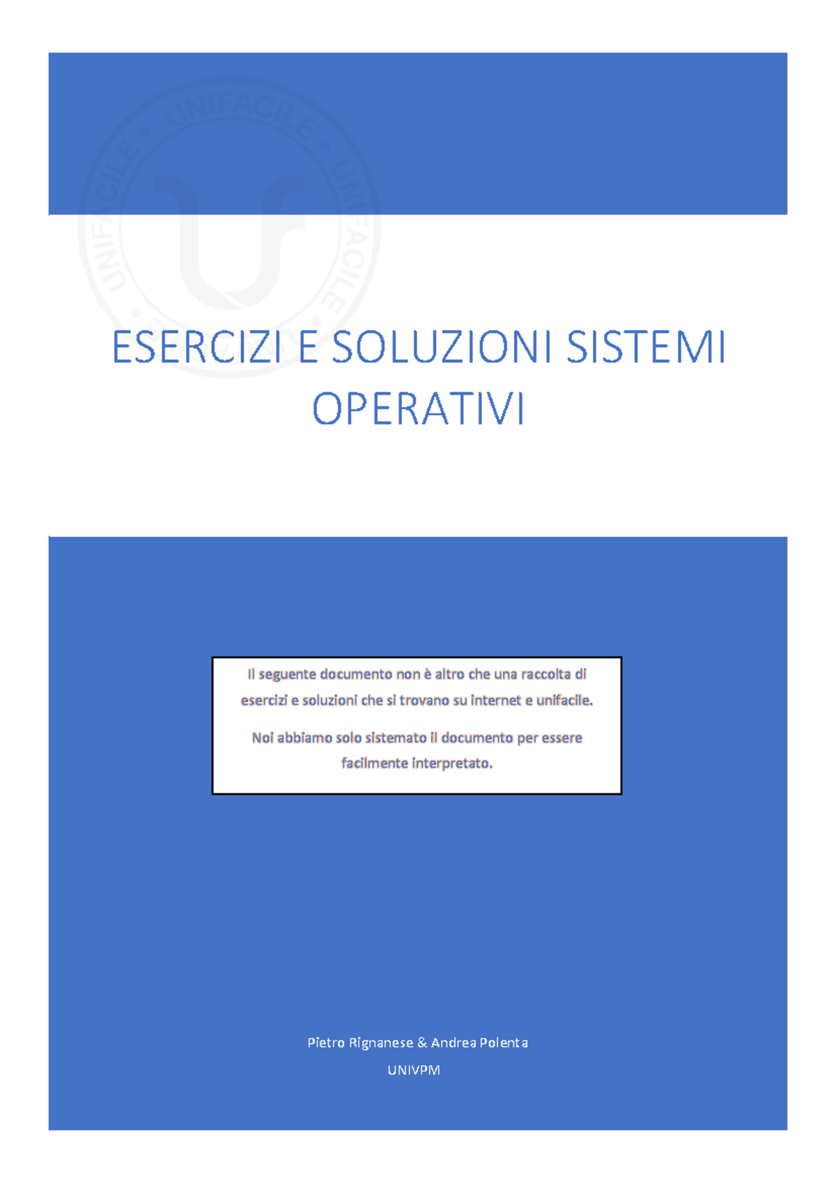 Esercizi & Soluzioni - Pietro Rignanese & Andrea Polenta UNIVPM ESERCIZI E SOLUZIONI SISTEMI ...