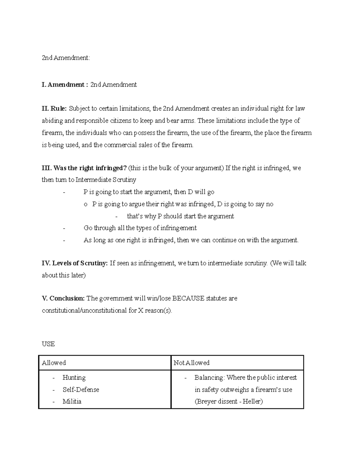 Wonsowicz Spring 2021 Con Law - 2nd Amendment: I. Amendment : 2nd ...