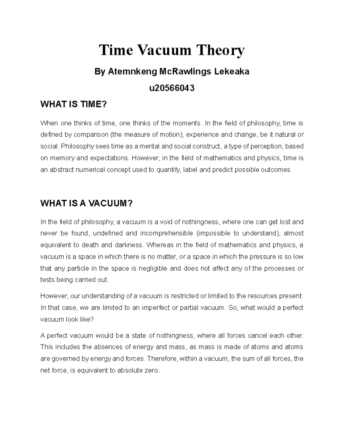 Time Vacuum Theory by AML - Time Vacuum Theory By Atemnkeng McRawlings ...