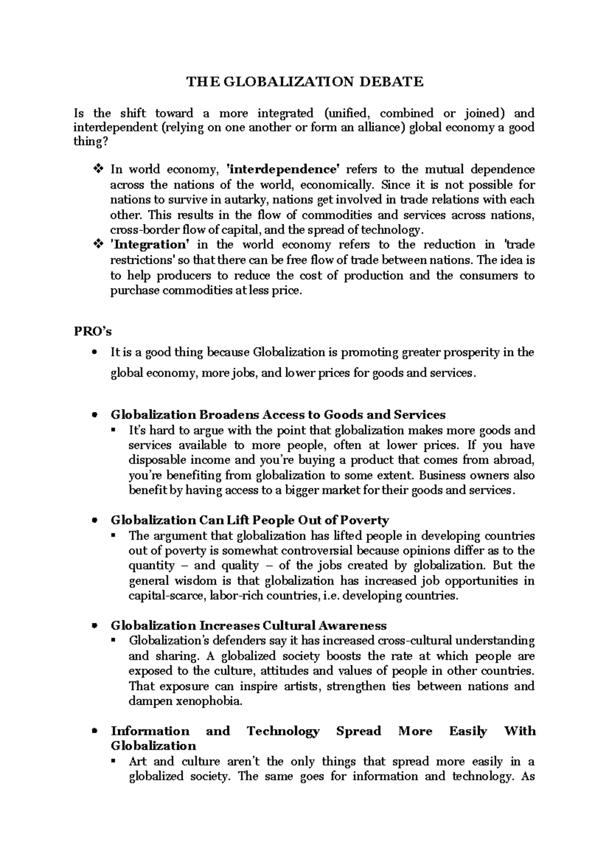 Activity for Wednesday (International Business and Trade) - THE ...