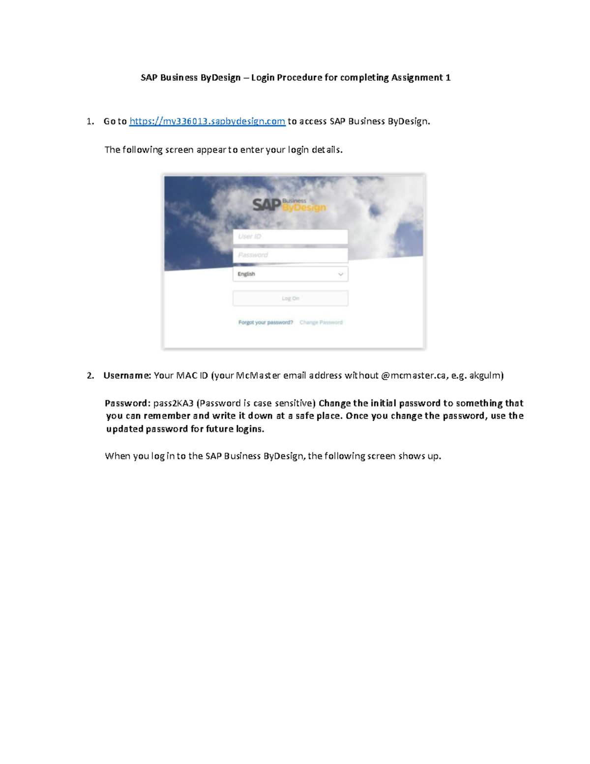 SAP Business By Design Login Procedure - sapbydesign to access SAP ...
