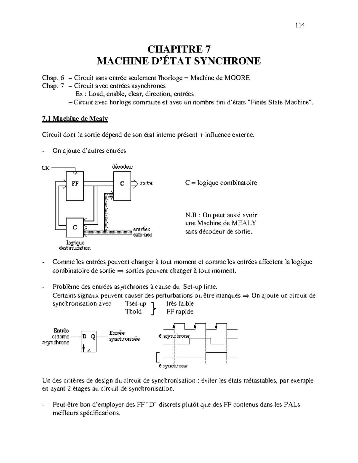 Chap 7 - Par Xavier Maldague - CHAPITRE 7 MACHINE D’ÉTAT SYNCHRONE Chap. 6 – Circuit sans entrée ...