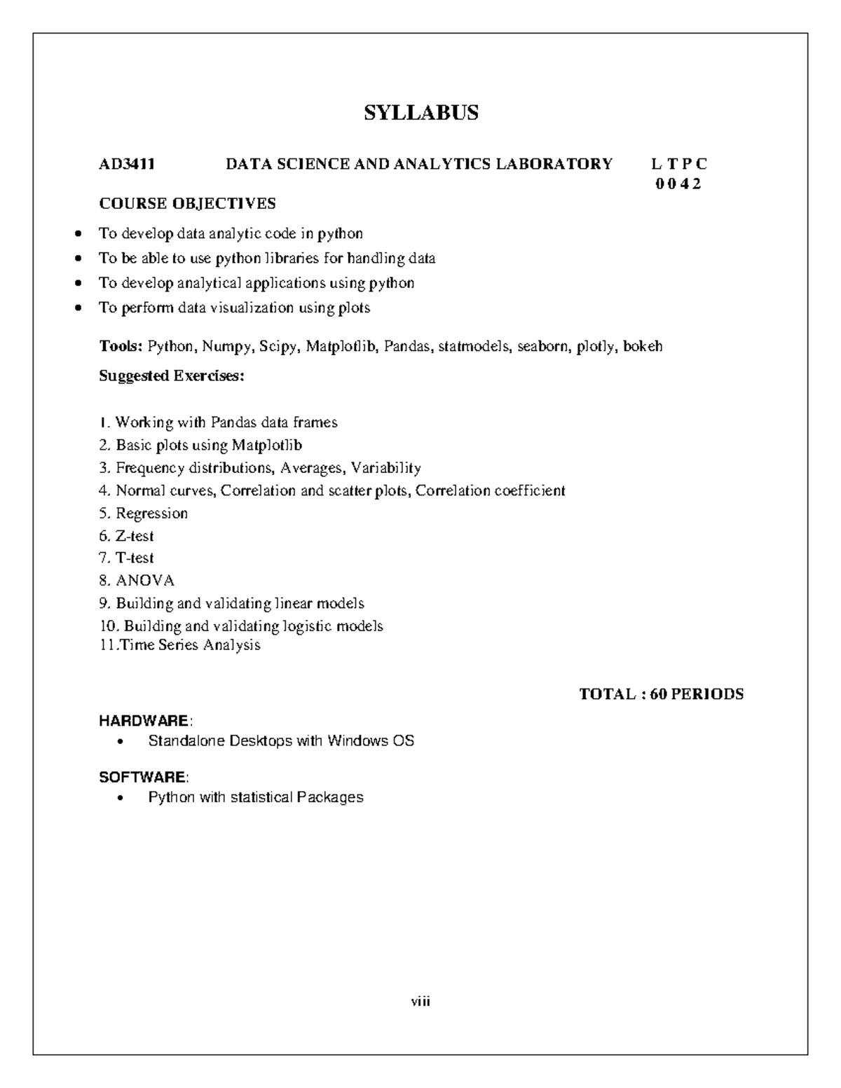 DSA LAB Manual - good content - viii SYLLABUS AD3411 DATA SCIENCE AND ...