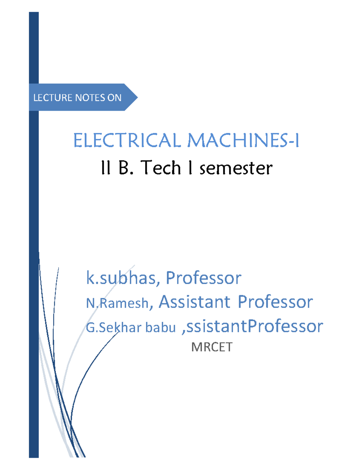 Electrical-Machines-I - LECTURE NOTES ON ELECTRICAL MACHINES-I II B ...