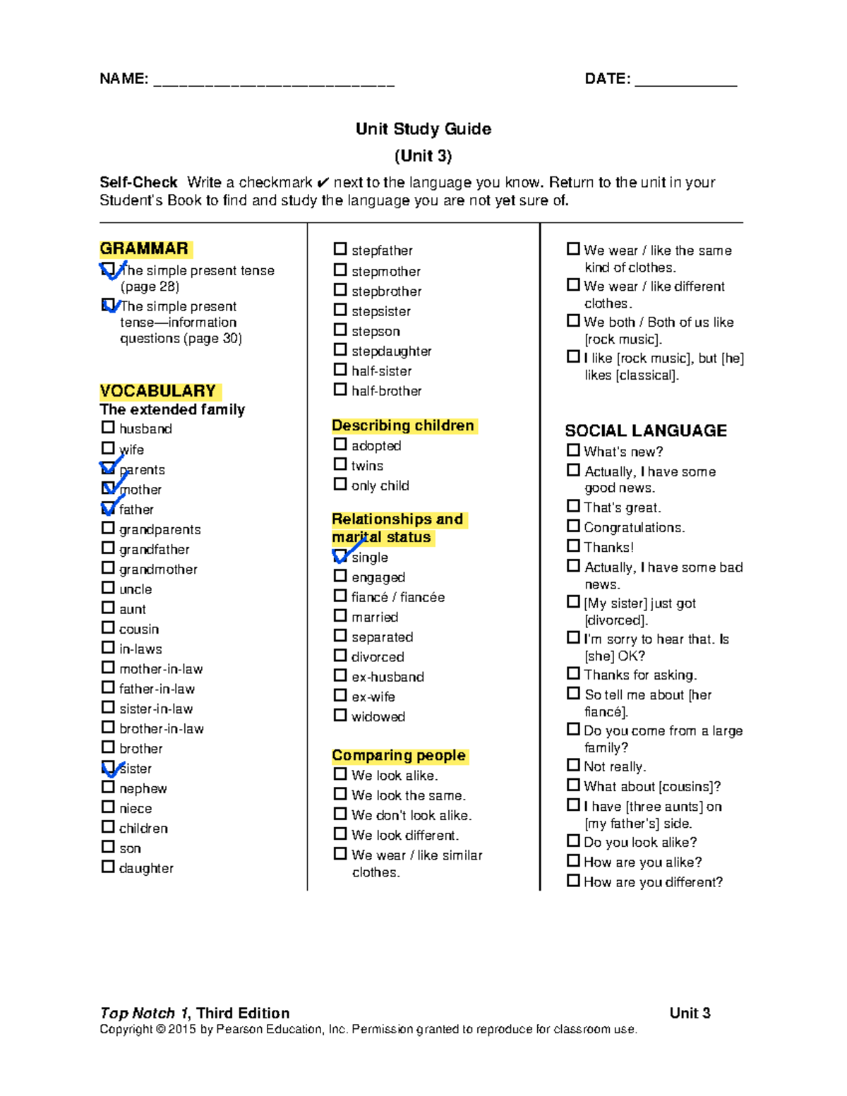 Checklist Unit 3 - 2233 - NAME: ____________________________ DATE ...