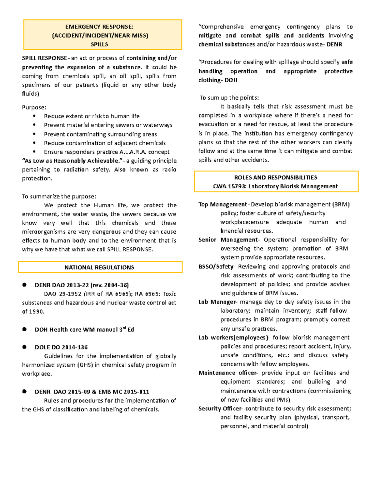 Emergency Response - I hope this help! - EMERGENCY RESPONSE: (ACCIDENT ...