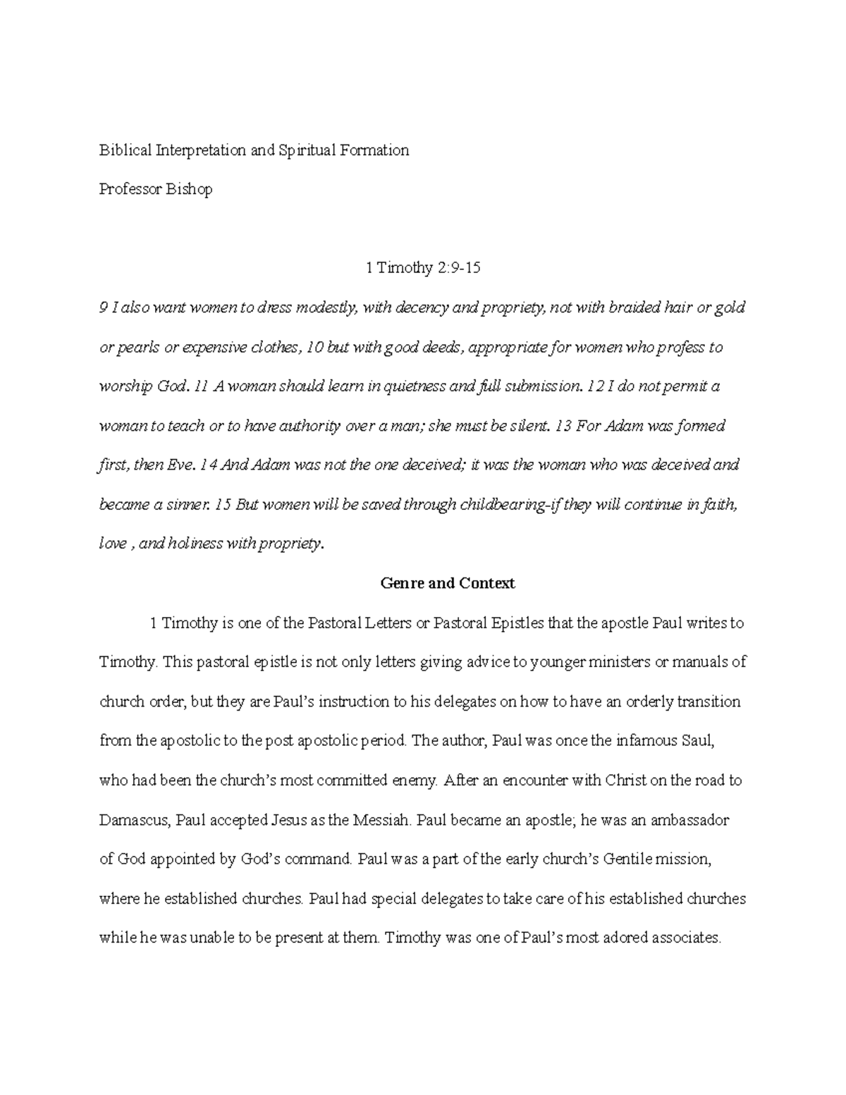 Biblical Interpretation and Spiritual Formation Hermeneutics Paper ...