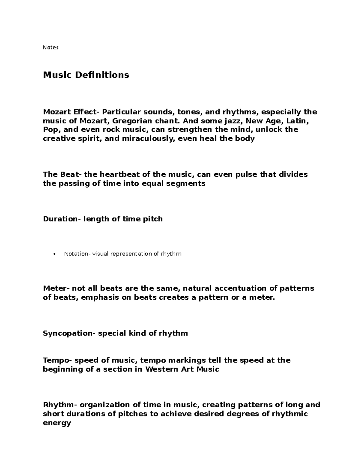Document 163 - history of music - Notes Music Definitions Mozart Effect ...