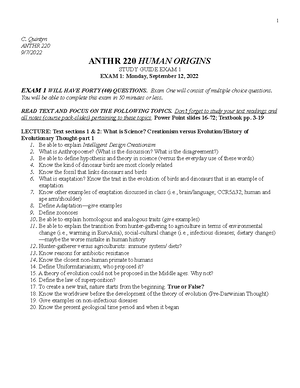 ANTHRO 220 Human Origins Exam 3 PT2 - ANTHR 220 Human Origins EXAM 3 45 ...