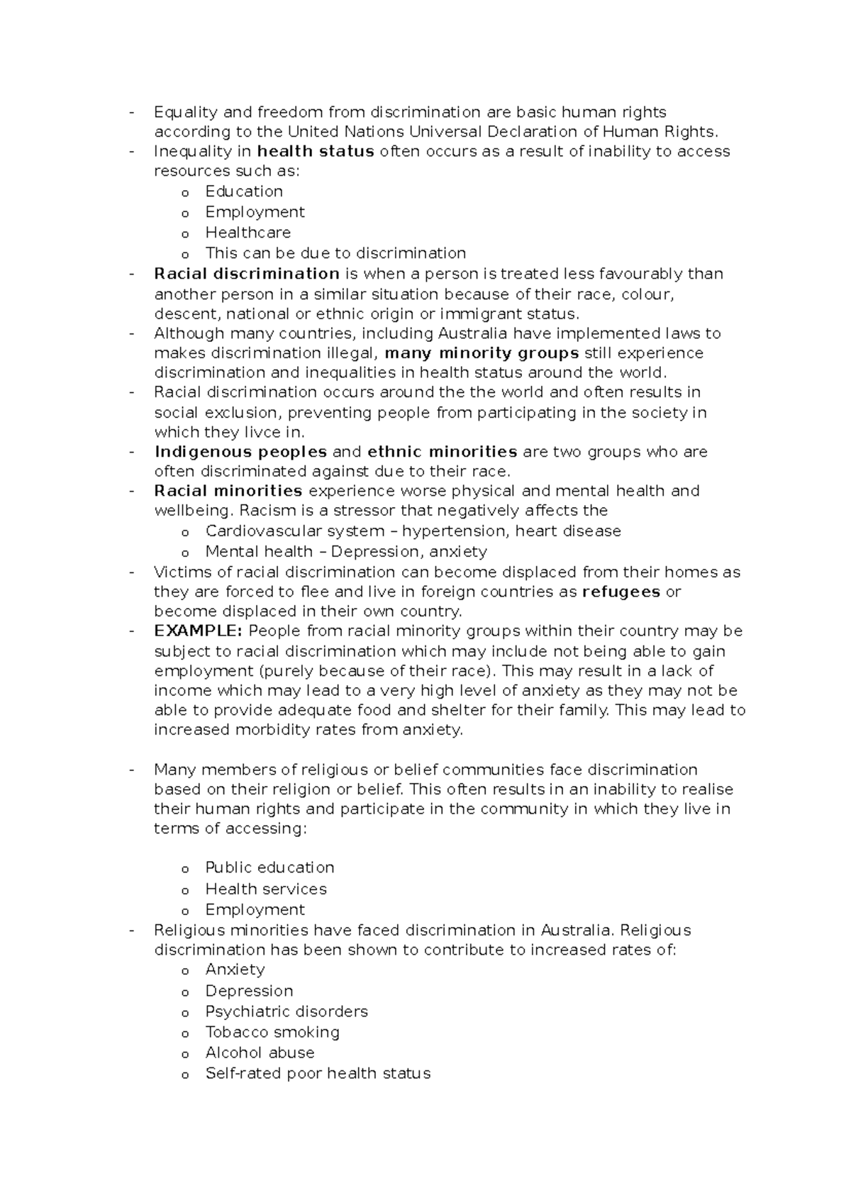 HHD UNIT 4 Notes - Practice questions - Equality and freedom from ...